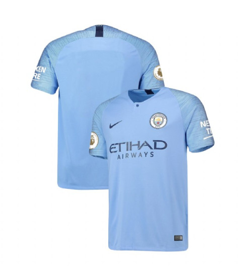 2018/19 Manchester City Soccer Home Light Blue Authentic Jersey