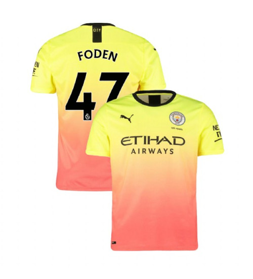 2019-20 Manchester City Soccer #47 Phil Foden Yellow Pink Third Replica ...