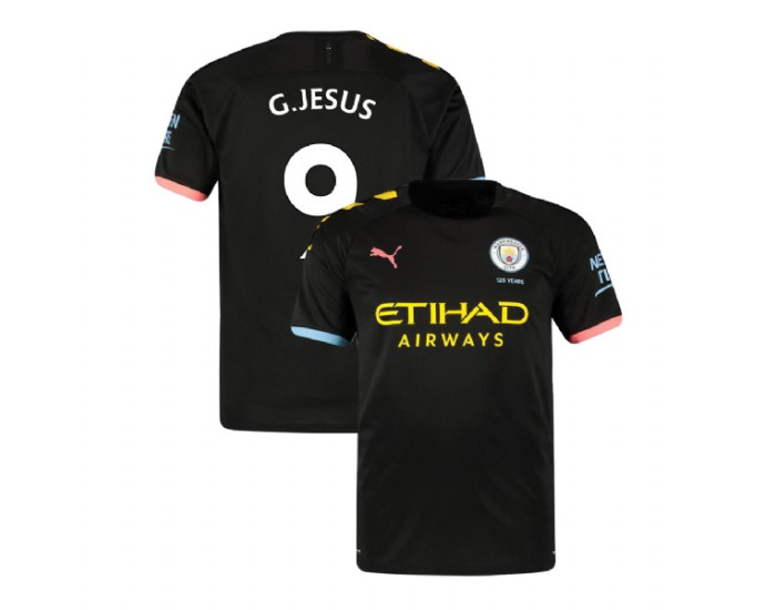 2019-20 Manchester City Soccer #9 Gabriel Jesus Black Away Replica Jersey
