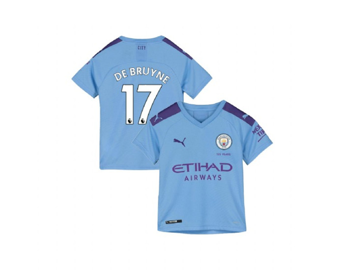 KIDs Manchester City Soccer 2019-20 Home #17 Kevin De Bruyne Light Blue ...
