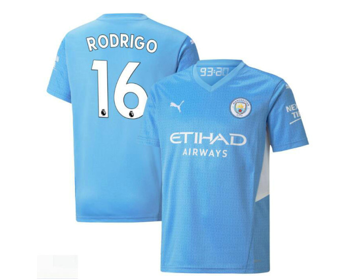 Womens 2021/22 Manchester City #16 Rodrigo Home Light Blue Authentic Jersey