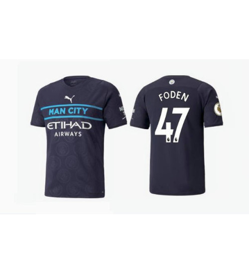 2021/22 Manchester City #47 Phil Foden Third Navy Authentic Jersey