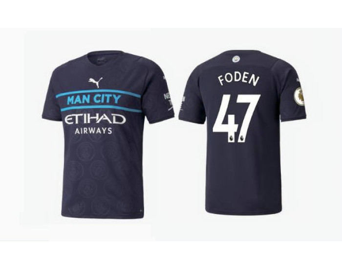 2021/22 Manchester City #47 Phil Foden Third Navy Authentic Jersey