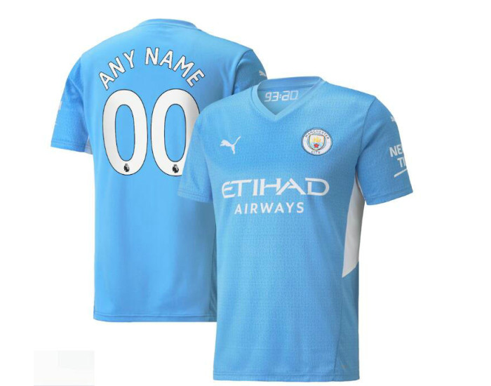 Youth CUSTOM 2021/22 Manchester City Home Light Blue Authentic Jersey