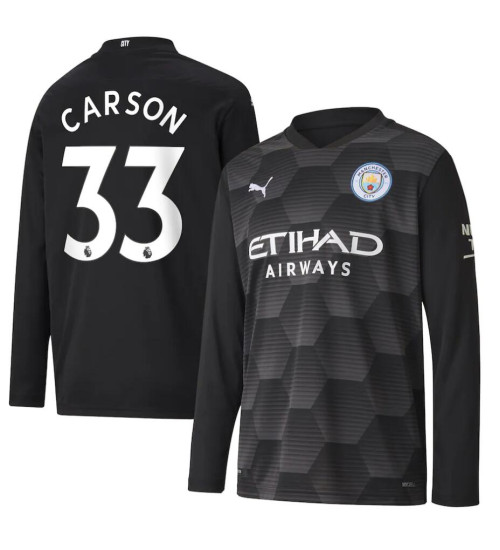 2020-21 Manchester City #33 SCOTT CARSON Goalkeeper Home Black Long ...