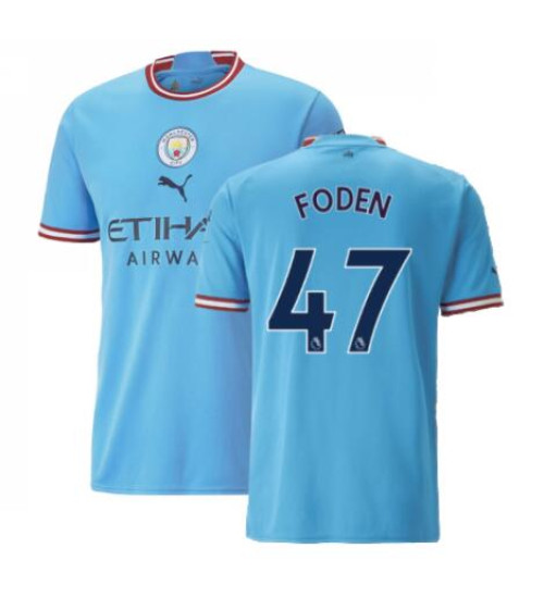 Youth 2022-23 Manchester City Foden 47 Home Blue Authentic Jersey
