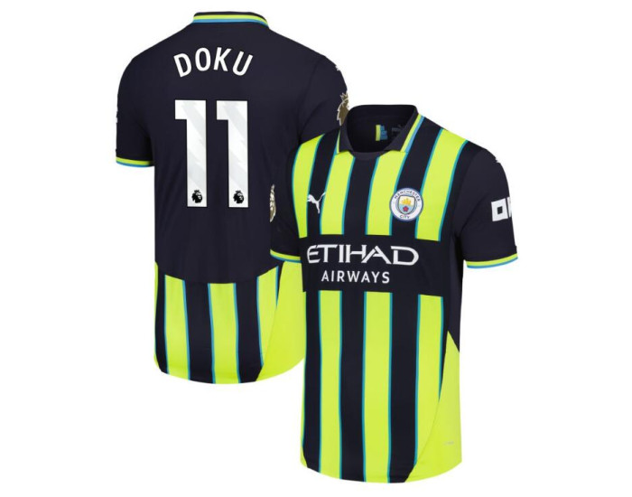 Jeremy Doku 11 Manchester City Replica Jersey 2024-25 Away Black